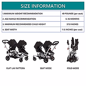 Dream On Me Track Tandem Double Umbrella Stroller in Black, Lightweight Double Stroller for Infant and Toddler, Multi-Position Reversible & Reclining Seats, Large Storage Basket and Canopy