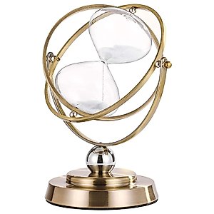 Brass Hourglass 60 Minute Sand Clock Timer:720° Rotating Antique White Sand Watch 60 Min,Antiguo Reloj De Arena 1 Hora,Large Metal One Hour Glass Sandglass for Office Desk Home Wedding Gift Decorative
