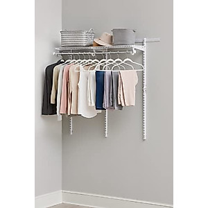 Rubbermaid Configurations Deluxe Closet Kit, White, 3-6 Ft. & Expandable Closet Shelf Kit, 2-4 ft., White, for Home/Closet/Garage/Laundry/Mudroom/Basement/House