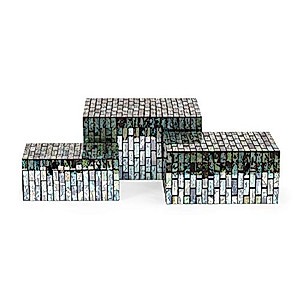 IMAX 96114-3 Aramis Set of 3 Mosaic Boxes, Black/Blue