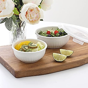 ZEN Pleats Porcelain Serve and Store Airtight Container Mix Set of 4, Mixed Color