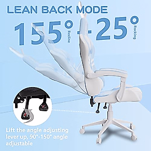 JOYFLY Kawaii Gaming Chair for Girls, Kawaii Computer Gamer Chair for Teens Adults Ergonomic PC Chair with High Back, Headrest, and Lumbar Support (Light Blue)