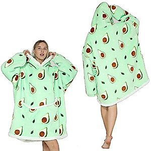 Darrenvan Women Wearable Blanket Hoodie: Oversized Hooded Blanket Sweatshirt Large Pocket Super Soft Warm Comfortable Adults Pajamas Butyrospermum Parkii