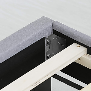 Furinno Laval Button Tufted Upholstered Platform Bed Frame, Twin XL, Glacier