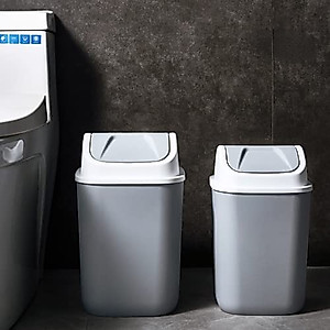 NA 14L Household Living Room Bathroom Kitchen Rotary Trash Can with Lid Large-Capacity Simple Wastepaper Basket Navy Blue1