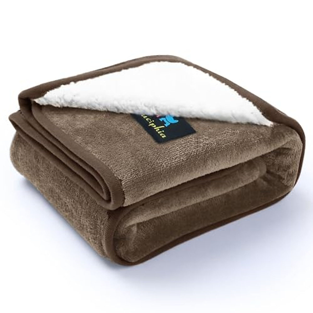 Luciphia Waterproof Blanket for Large Dogs Liquid Proof Furniture Protector Washable Pet Reversible Bed Cover for Couch Soft Sherpa Fleece Cat Blanket Coffee+White X-Large（85" x 57"）