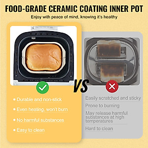 VEVOR Bread Maker, 19-in-1 2LB Dough Machine, Nonstick Ceramic Pan Automatic Breadmaker with Gluten Free Setting, Whole Wheat Bread Making, Digital, Programmable, 3 Loaf Sizes, 3 Crust Colors, White