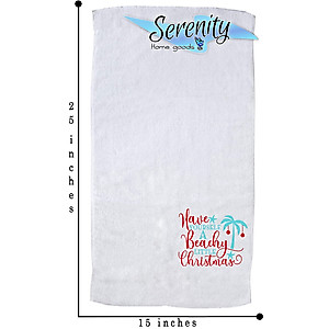Christmas Decor | Decorative Kitchen and Bath Hand Towels | Beachy Little Christmas Beach | XMAS Winter Novelty | White Towel Home Holiday Decorations | Gift Present