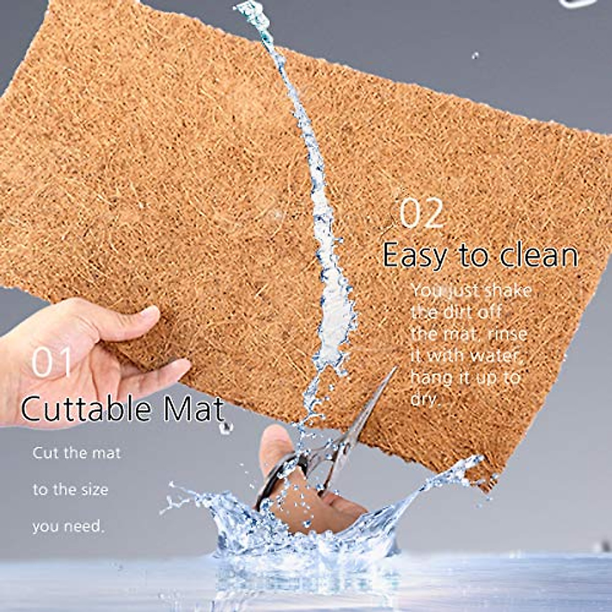 19.7"x11.8" Reptile Carpet Coconut Fiber, 2 Pack Reptile Terrarium Liner for Tortoise Bedding, Tortoise Carpet Mat Supplies for Pet Lizard, Chameleon, Bearded Dragon, Leopard Gecko, Iguana