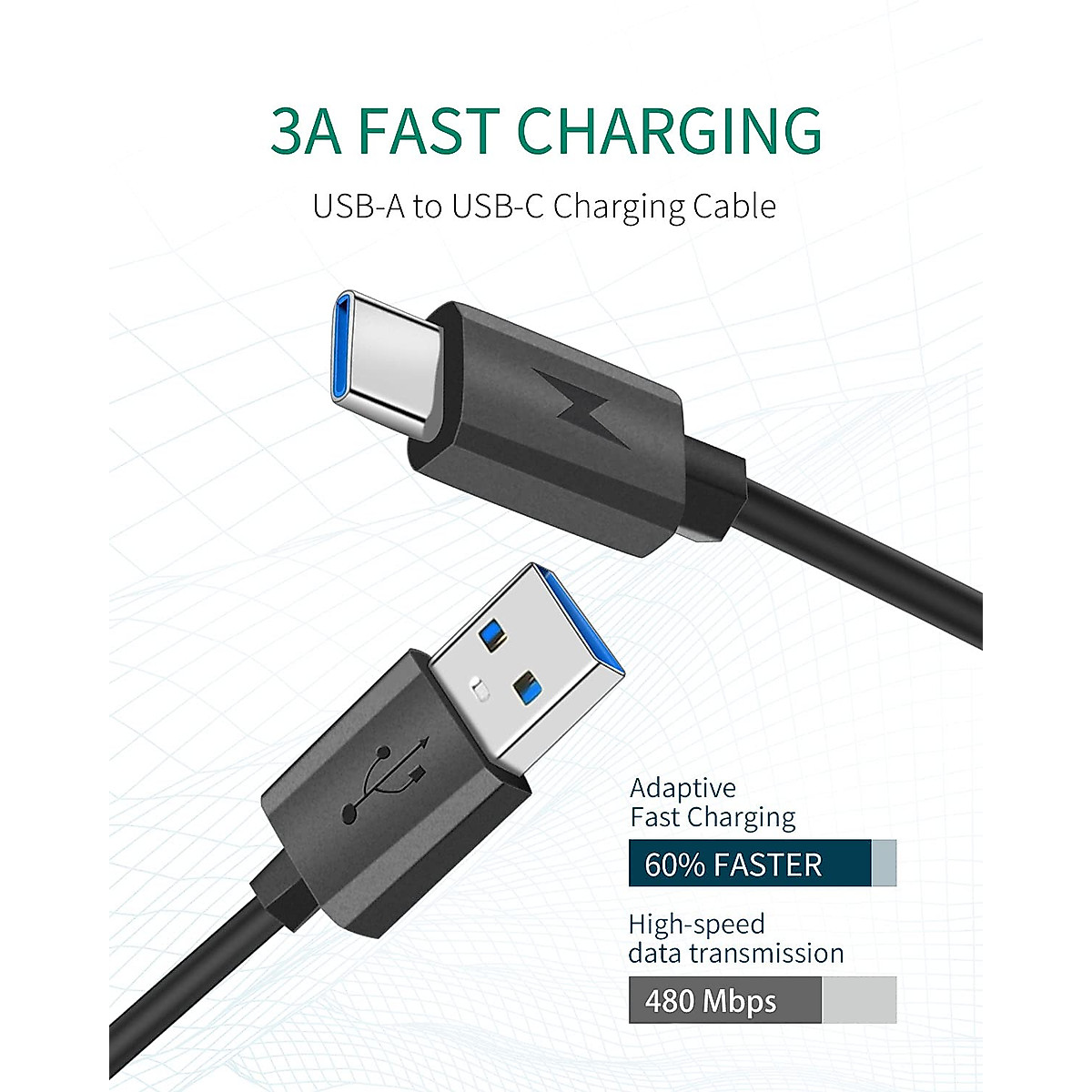 Air Flying wing Type-C Charger Charging Cable for Sony WH-1000XM3 WF-1000XM3 WH-XB900N WH-CH510, AKG Y400, Y600NC, Bose NCH700 Wireless Headphones (5FT Black)