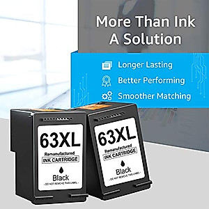 Palmtree Remanufactured Ink Cartridge Replacement for HP 63XL Black Ink Cartridge for HP Envy 4520 4512 Officejet 3830 4650 5258 5255 4655 3833 Deskjet 1112 3631 Ink Printer (2 Black)