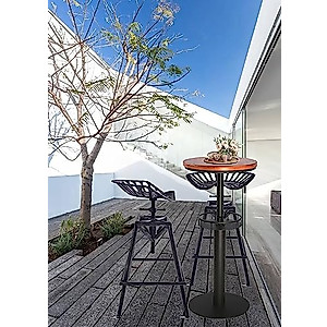 LOKKHAN 42" Tall Rustic Industrial Bar Table with Storage-19.68" Dia Round Wooden Top Metal Bar Height Adjustable Standing Pub Table-Dining Room Cocktail Bistro Table