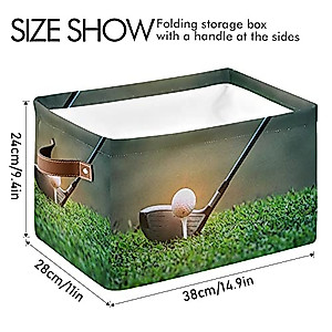 TropicalLife Rectangular Storage Bin Cube Sport Golf Ball Club Foldable Organizer Basket with Handles, Collapsible Storage Box for Kids Toy Shelf Closet Nursery