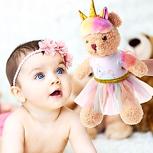 Set of 2 Unicorn Skirt Teddy Bear Clothes Outfit Fits Most 14" - 18" Bear Plush Stuffed Animal Outfit Build a Bear Doll Clothes and Make Your Own Stuffed Animals(Unicorn Style, Fit 14"-18")