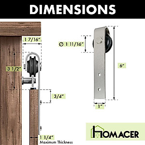 Homacer Mini Brushed Nickel Non-Bypass Sliding Barn Door Hardware Kit, for Two/Double Doors, 60-inch Long Flat Track, Classic Design Roller, Cabinet TV Stand Console Use…