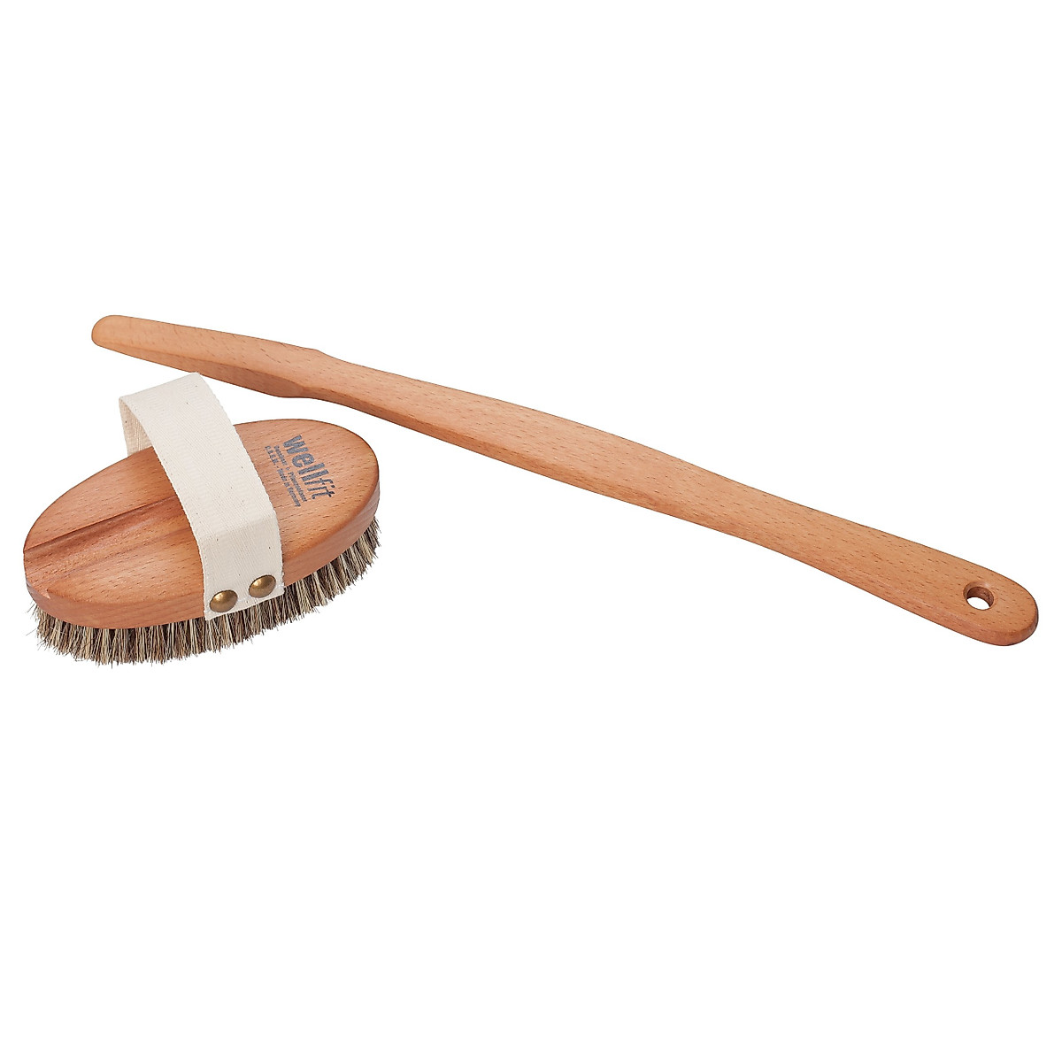 Redecker Wellfit Bath Brush with Removable Steamed Beechwood Handle, 100% Made in Germany, Mixed Horsehair and Plant Fiber Bristles, 17-1/2 Inches Long