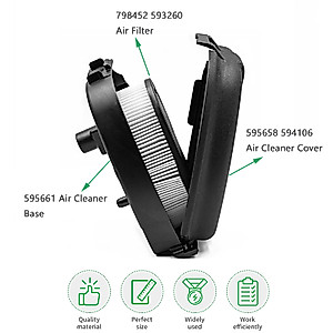 595658 594106 Air Cleaner Cover with 798452 Air Filter and 595661 Base Compatible with Briggs & Stratton Models 093J02 092J0B & 09P700, 103M02, 104M02 & 104M05