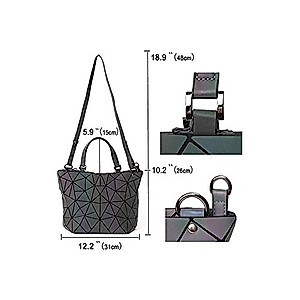 Kbinter Geometric Luminous Purses and Handbags Shard Lattice Eco-Friendly Artificial Leather Rainbow Holographic Purse, Color, Large