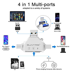 SD/Micro SD Card Reader for iPhone/ipad/Android/Mac/Computer/Camera,Portable Memory Card Reader 4 in 1 Micro SD Card Adapter&Trail Camera Viewer Compatible for TF and SD Card