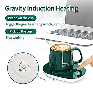 Coffee Cup Warmer with Automatic Sensor Switch, Candle Warmer Plate with Beautifully Packaged Box (Mug, Spoon, Mug Warmer, Upscale Box), Mug Warmer 122°F--131°F for Heating Coffee, Milk, Tea, Candles.