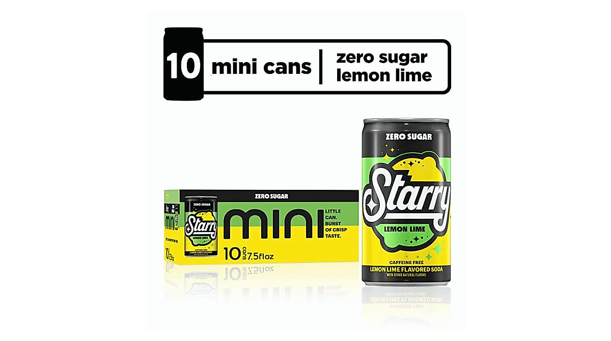 Starry Zero Sugar Lemon Lime Soda - Refreshing Mini Cans