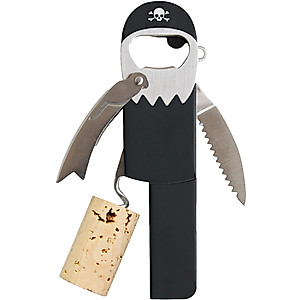 Suck UK Pirate Bottle Opener | Novelty Corkscrew Wine Opener & Beer Bottle Opener | Wine Opener & Keychain Bottle Opener