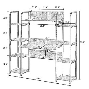 Goujxcy Industrial Computer Desk with Storage Hutch Shelves Bookshelf, Wooden Metal Laptop Workstation Reading Writing Desk, Brown Home Office Desk