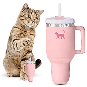 PUPROAR Kitty Cup Tumbler Cat Toy – Cute Cat Toy with Catnip, Crinkle Cat Toys for Cat Birthdays or Christmas, Funny Cat Toys for Kittens (Pink Peach Dust)