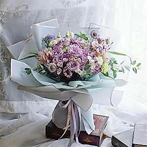 BBJ WRAPS Korean Style Waterproof Floral Wrapping Paper Sheets Fresh Flower Bouquet Wrap Gift Packaging Florist Supplies, 20 Sheets-23.6x23.6 inch (Khaki)