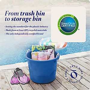 HOMZ 17-Gallon Plastic Multipurpose Utility Storage Bucket Tub with Strong Rope Handles for Indoor and Outdoor Use, Blue (4 Pack)