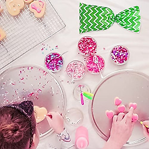 Aneco 100 Pack Green and White Cellophane Bags Plastic Candy Bags Gift Bags Goodie Bags with Twist Ties for Valentine, Birthday, Gift Cookie Snack Packing Party Favor Supplies