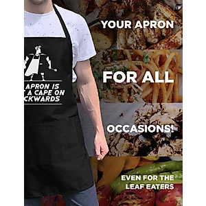 ApronMen, Just a Cape BBQ Grill Adjustable Apron for Men, Black, One Size
