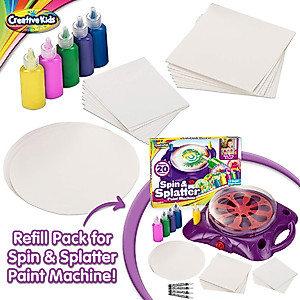 Creative Kids Spin & Paint Refill Pack - 8 x Large Cards - 8 x Small Cards - 4 x Round Cards - 5 Bottles of Colored Paint