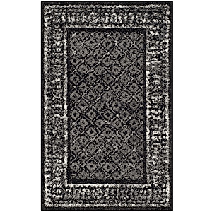 SAFAVIEH Adirondack Collection Accent Rug - 2'6" x 4', Black & Silver, Distressed Design, Non-Shedding & Easy Care, Ideal for High Traffic Areas in Entryway, Living Room, Bedroom (ADR110A)