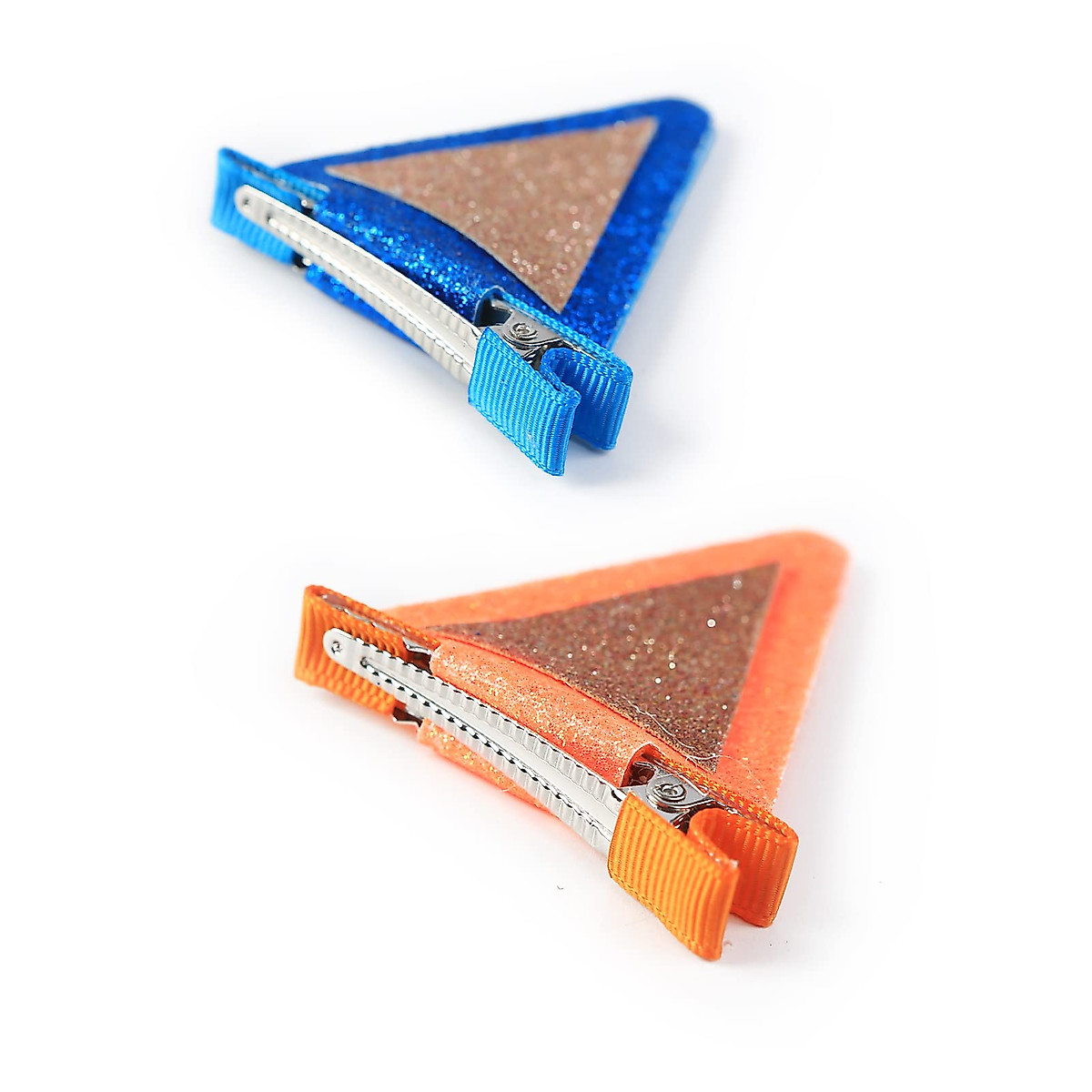 Dog Ears Hair Clips for Kids Toddler 2 Pairs Glitter Halloween Costume Hair Accessories Animal Cosplay Birthday Party Supplies Blue Orange