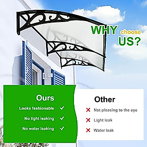 40 inch x 80 inch Window Awning Door Canopy Polycarbonate Cover Outdoor Front Door Patio Sun Shetter