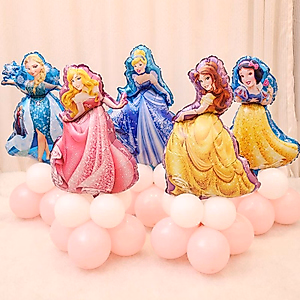 BXM Princess Birthday Party Supplier 5PCS Disney Princess Balloons for Kids Birthday Baby Shower Princess Theme Decorations