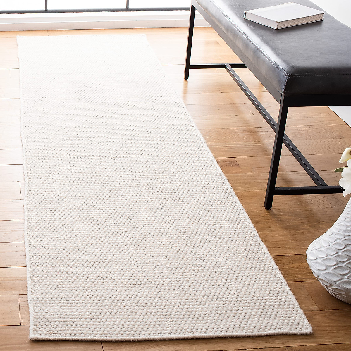 SAFAVIEH Vermont Collection Runner Rug - 2'3" x 12', Ivory, Handmade Wool, Ideal for High Traffic Areas in Living Room, Bedroom (VRM801A)