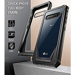 Poetic Guardian Series Case Designed for LG V60 ThinQ Case, Full-Body Hybrid Shockproof Bumper Cover with Built-in-Screen Protector, Black/Clear