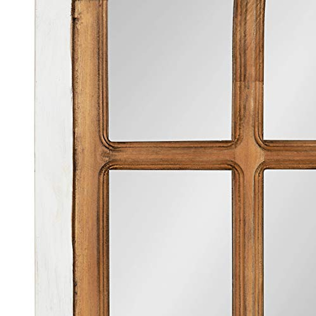 Kate and Laurel Boldmere Traditional Wood Windowpane Arch Wall Mirror, 22" x 38", White and Brown, Farmhouse Inspired Home Decor