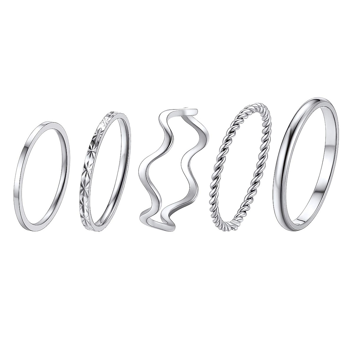 PROSTEEL Stackable Stacking Rings For Women Stainless Steel Band Knuckle Midi Finger Ring Set Cute Dainty Rings