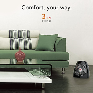 Vornado MVH Vortex Heater with 3 Heat Settings, Adjustable Thermostat, Tip-Over Protection, Auto Safety Shut-Off System, Whole Room, Black