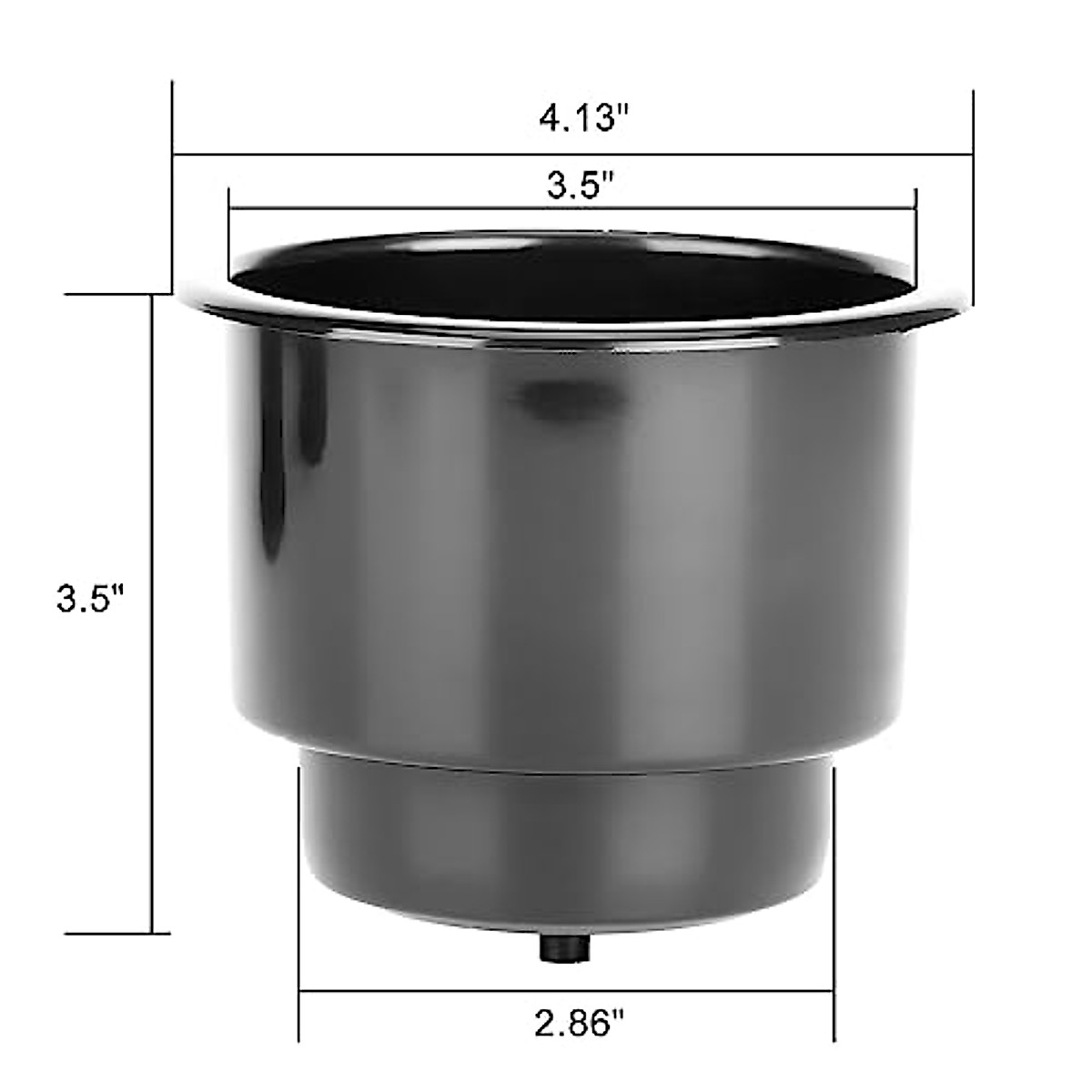 Amarine Made (Set of 4) Black Recessed Drop in Plastic Cup Drink Can Holder with Drain for Boat Car Marine Rv - Black