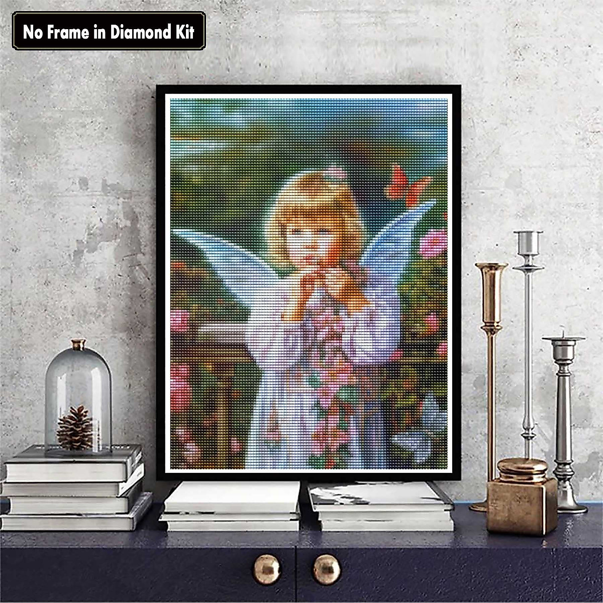 Zariocy 5D Diamond Art Painting Kits Angel Little Girl, DIY Paint with Diamond Art Wing Round Full Drill Crystal Diamond Embroidery Paintings Arts Craft for Home Office Wall Decor 30x40 cm