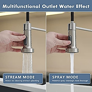 GIMILI Kitchen Faucet with Pull Down Sprayer High Arc Single Handle Spring Kitchen Sink Faucet Brushed Nickel Modern rv Stainless Steel Kitchen Faucets