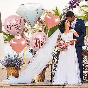 Bridal Shower Decorations Balloons,Rose Gold Diamond Ring Foil Balloon for Bachelorette Bride to be Party Wedding Engagement Decoration