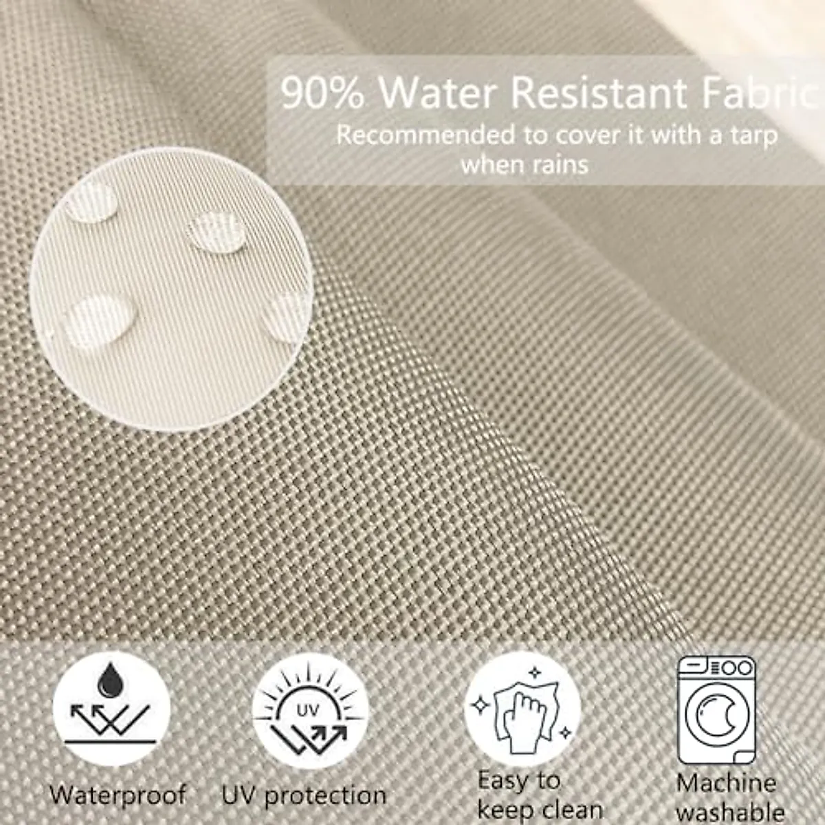 Sqodok Patio Chair Cushions 19 x 19 inch Waterproof Outdoor Cushions Fade Resistant Seat Cushions for Patio Furniture Patio Cushions Set of 2 for Garden Sofa Couch Chair, Tan