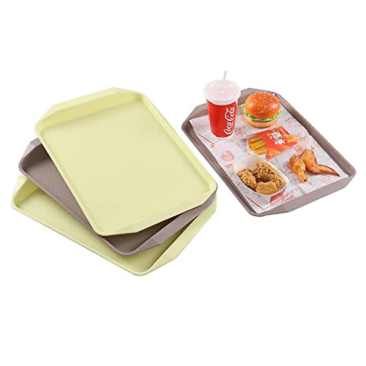 Obstnny 4-Pack Plastic Fast Food Serving Trays, Rectangular Serving Trays