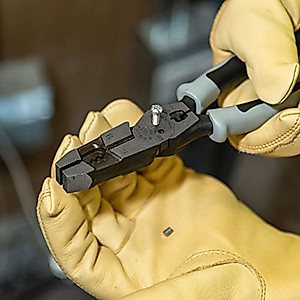 Klein Tools J2159CRTP Side Cutting Pliers, 9-Inch Journeyman High Leverage Hybrid Pliers with Crimper, Fish Tape Puller and Wire Stripper