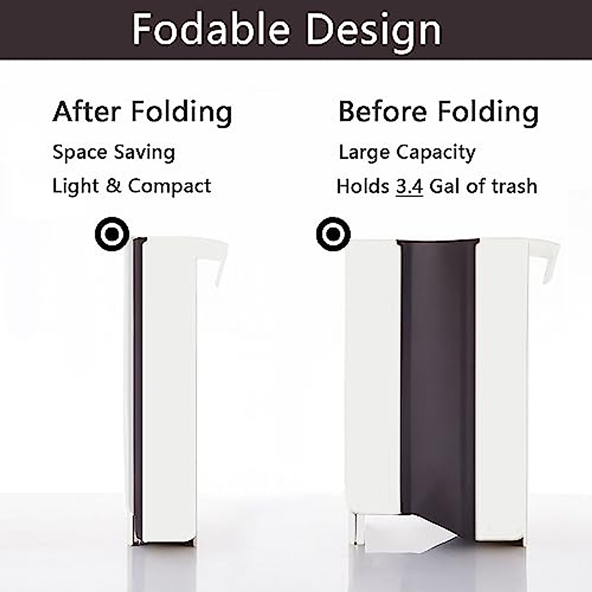 Weudes Hanging Kitchen Trash Can,Collapsible Small Garbage Can for Kitchen,Foldable Compost Bin with Trash Bag Holder for Cabinet Door/Car/Office/Bedroom/Bathroom/RV Traveling.